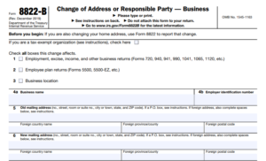 IRS Form 8822-B - Change of Address or Responsible Party - Business