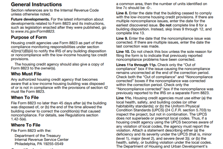 IRS Form 8823 - Low-Income Housing Credit Agencies Report of ...