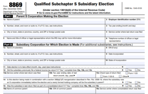 IRS Form 8869 - Qualified Subchapter S Subsidiary Election
