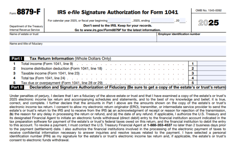 IRS Form 8879-F PDF