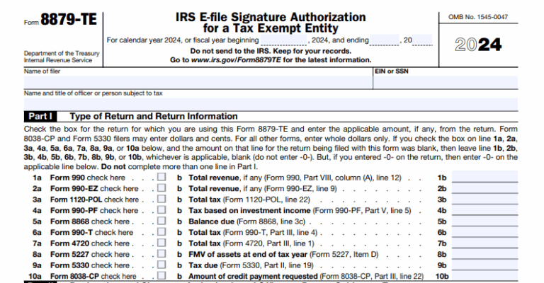 IRS Form 8879-TE - IRS E-file Signature Authorization