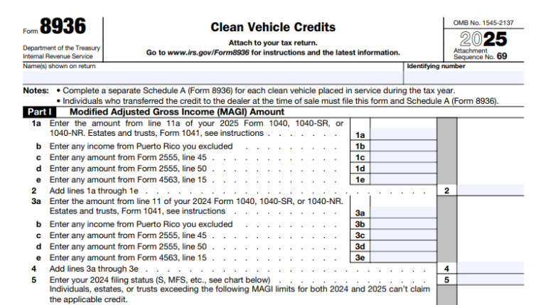 IRS Form 8936 - Clean Vehicle Credits