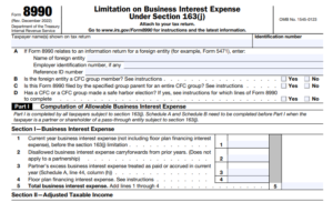 IRS Form 8990 - Limitation on Business Interest Expense Under Section ...