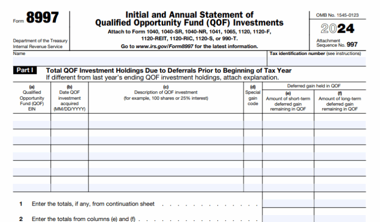 IRS Form 8997 - Initial and Annual Statement
