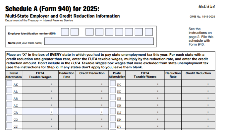 IRS Form 940 (Schedule A) PDF