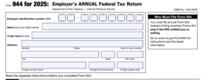 IRS Form 944 - Employer's Annual Federal Tax Return