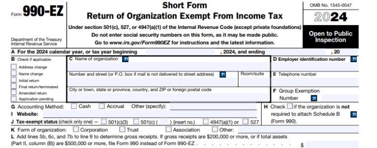IRS Form 990-EZ - Short Form Return of Organization Exempt from Income Tax