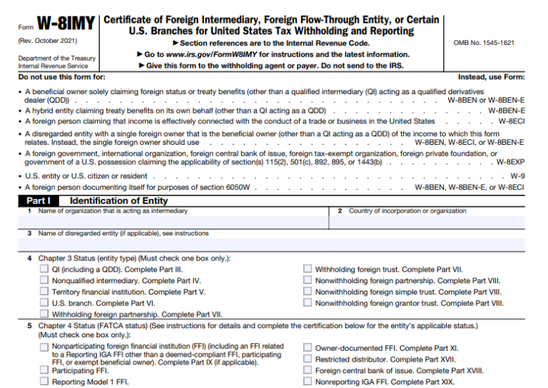 IRS Form W-8IMY - Certificate of Foreign Intermediary, Foreign Flow ...